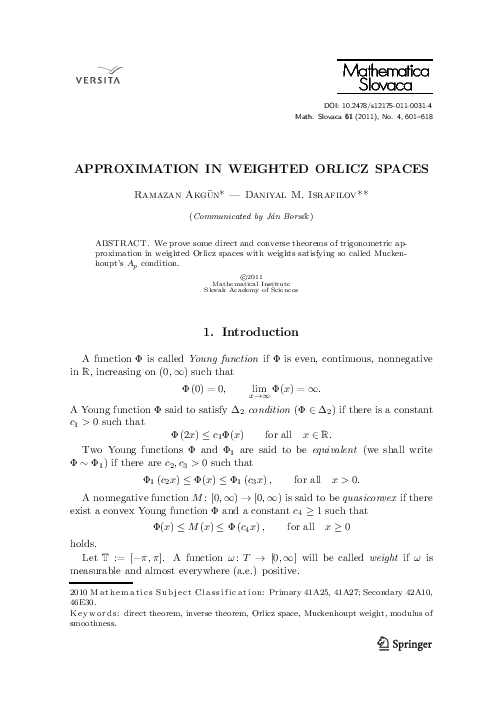 Approximation In Weighted Orlicz Spaces