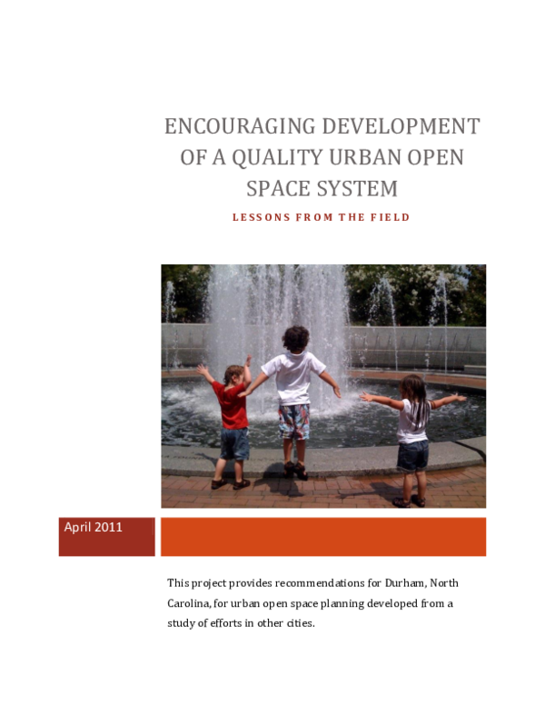 (PDF) ENCOURAGING DEVELOPMENT OF A QUALITY URBAN OPEN SPACE SYSTEM