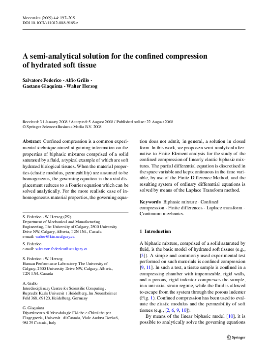 (PDF) A semi-analytical solution for the confined compression of ...
