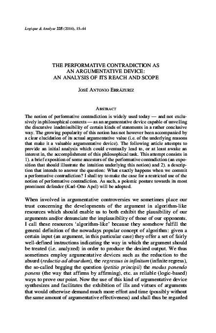The performative contradiction as an argumentative device: an analysis ...
