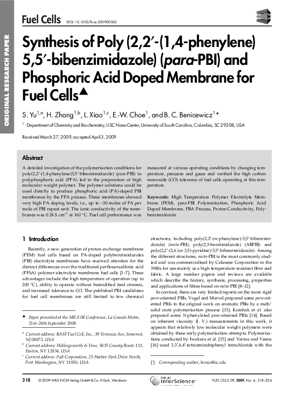 (PDF) Synthesis of Poly (2,2′-(1,4-phenylene) 5,5′-bibenzimidazole ...