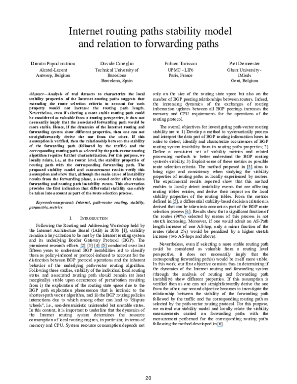 (PDF) Internet routing paths stability model and relation to forwarding ...