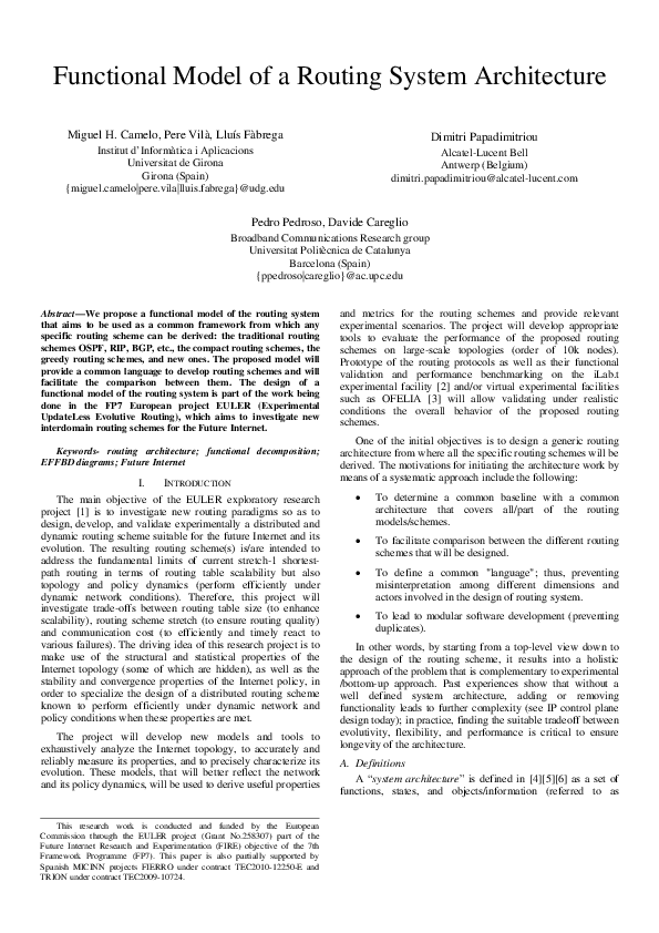 (PDF) Functional Routing System Architecture Model