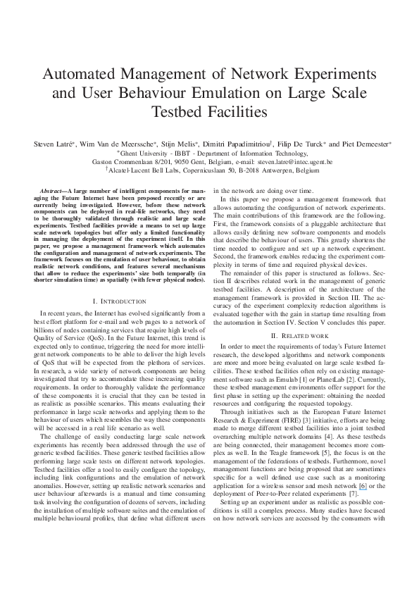 (PDF) Automated management of network experiments and user behaviour emulation on large scale ...
