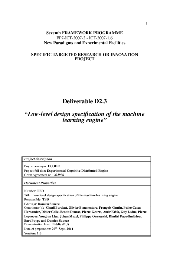 (PDF) Low-level design specification of the machine learning engine ...