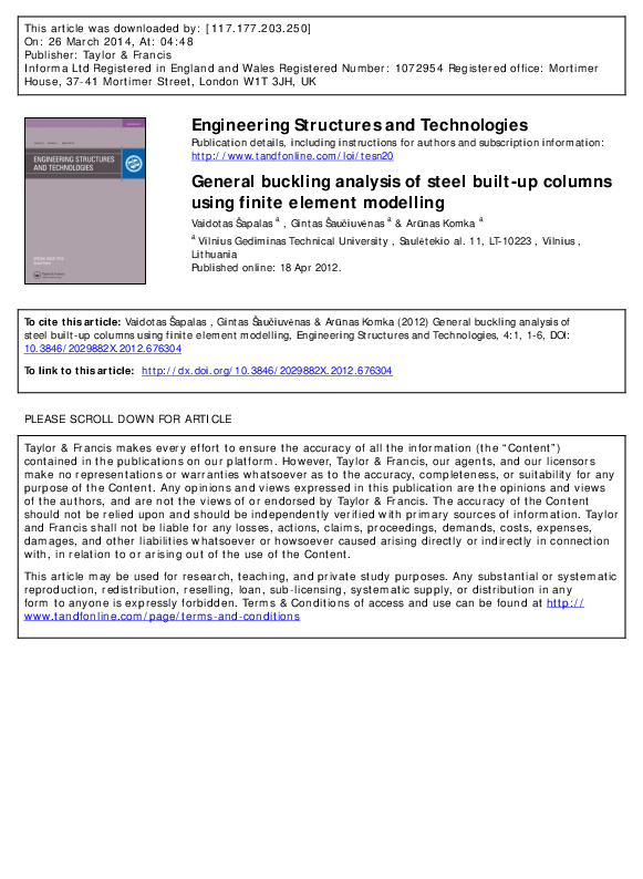 (PDF) General buckling analysis of steel built-up columns using finite element modelling