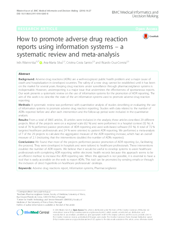 How to promote adverse drug reaction reports using information systems ...