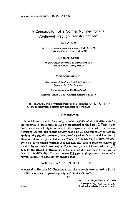 (PDF) A construction of a normal number for the continued fraction ...
