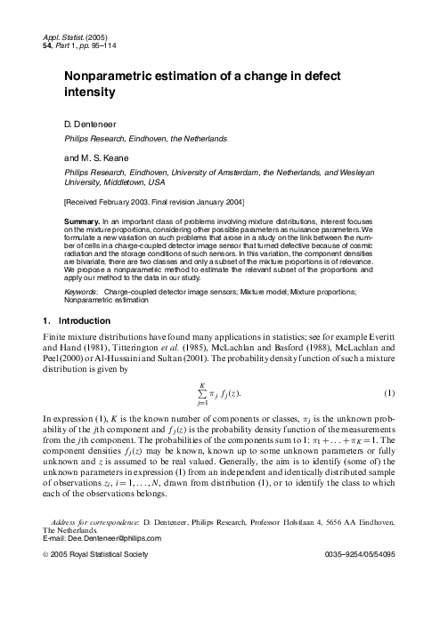 (PDF) Nonparametric estimation of a change in defect intensity