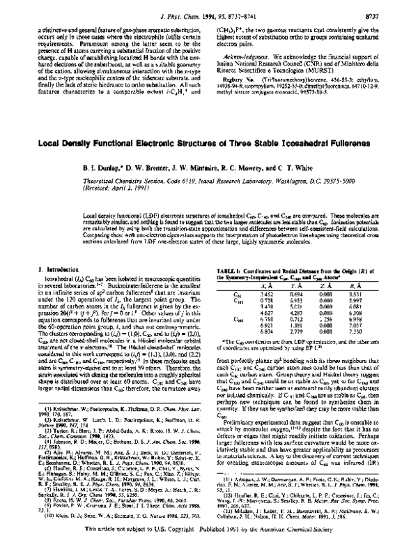 (PDF) Local density functional electronic structures of three stable icosahedral fullerenes