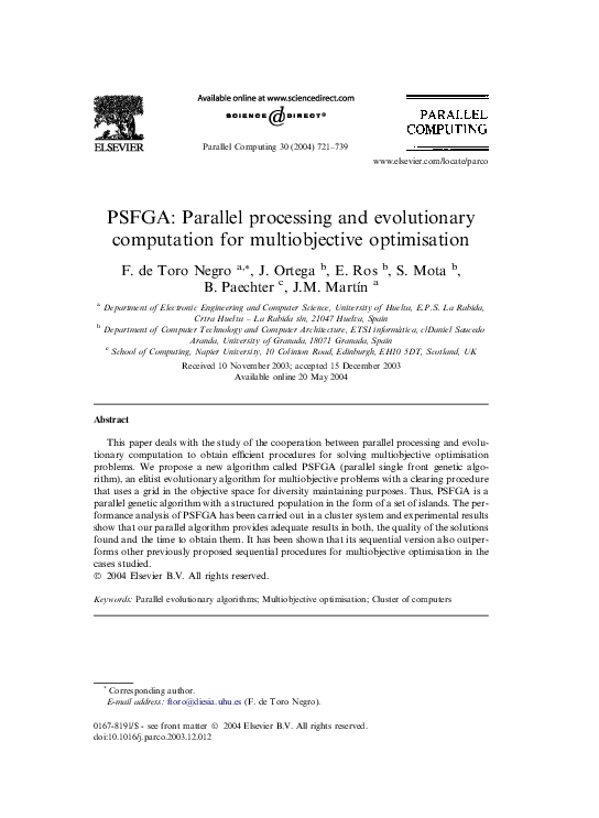 (PDF) PSFGA: Parallel Processing and Evolutionary Computation for Multiobjective Optimisation
