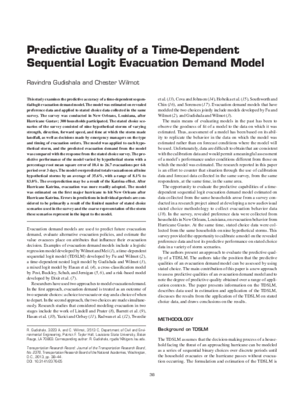 (PDF) Predictive Quality of a Time-Dependent Sequential Logit ...