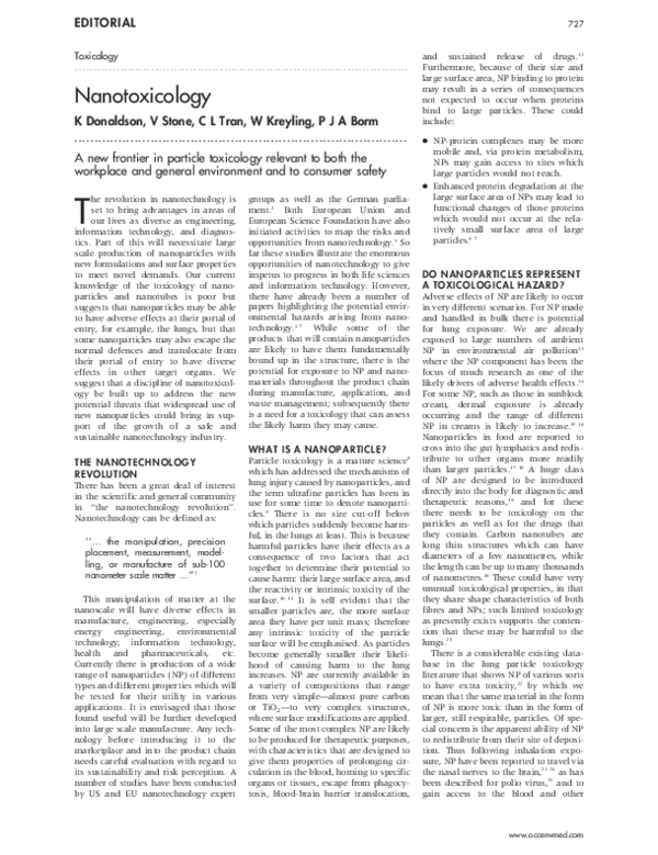 (PDF) Nanotoxicology
