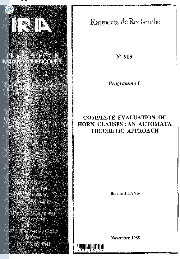 Pdf Complete Evaluation Of Horn Clauses An Automata Theoretic