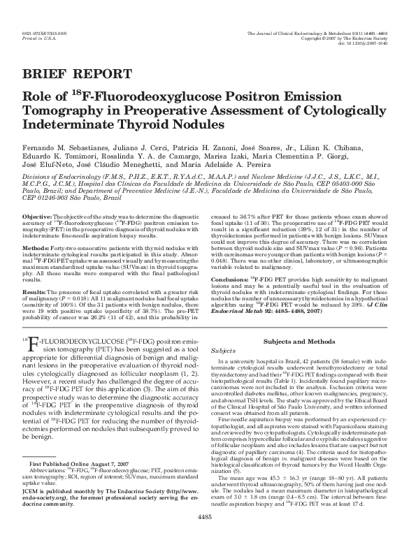(PDF) Role of [18F]Fluorodeoxyglucose Positron Emission Tomography Scan in the Follow-Up of Lymphoma