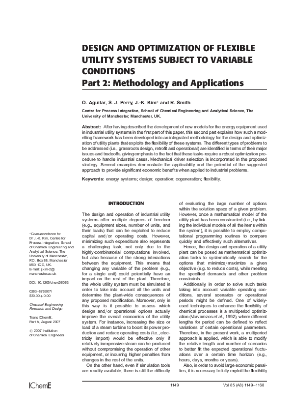 (PDF) Design and Optimization of Flexible Utility Systems Subject to ...