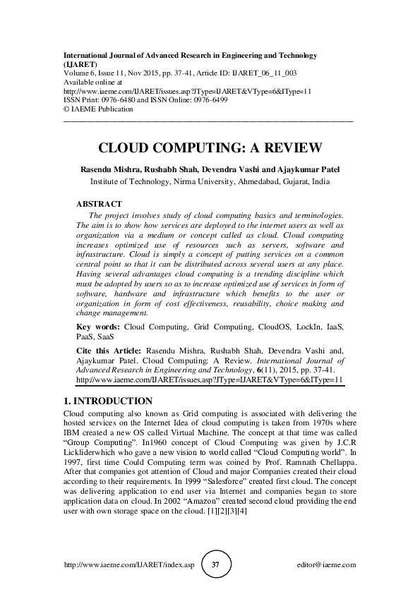(PDF) CLOUD COMPUTING: A REVIEW