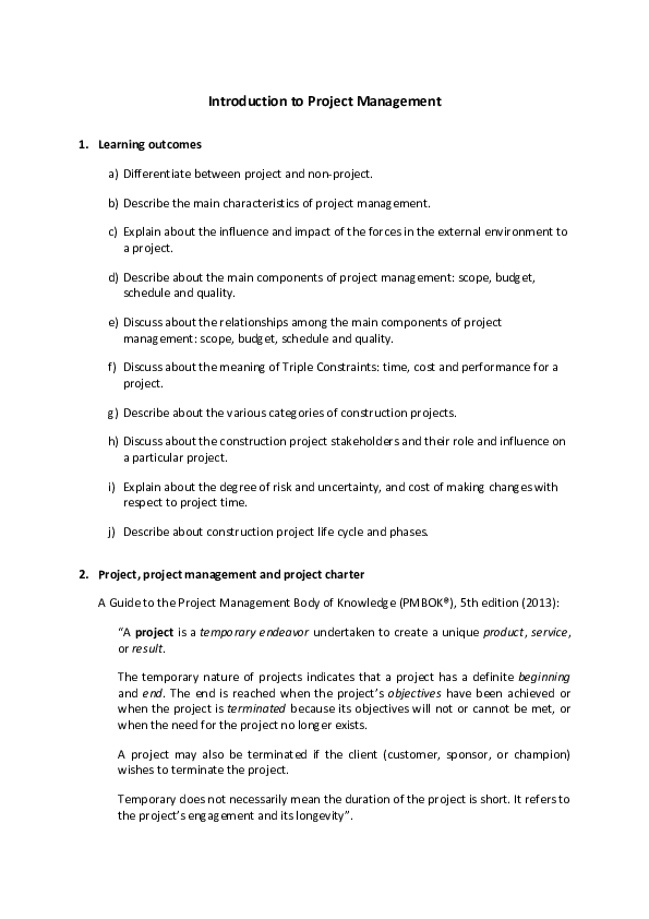 (PDF) Introduction to Project Management