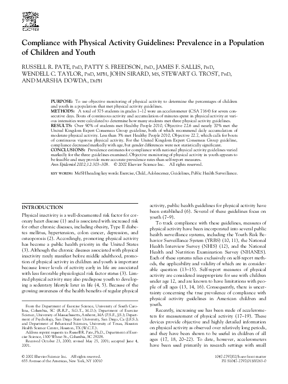 (PDF) Compliance with Physical Activity Guidelines