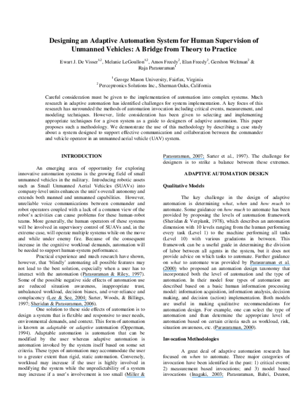 (PDF) Designing an Adaptive Automation System for Human Supervision of ...