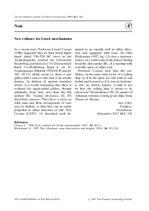 (PDF) New evidence for Greek merchantmen
