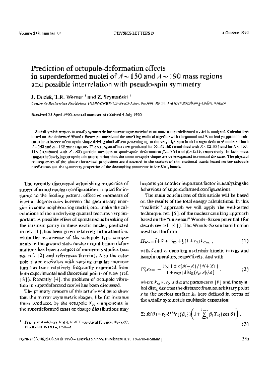 (PDF) Prediction of octupole-deformation effects in superdeformed nuclei of A~150 and A~190 mass ...