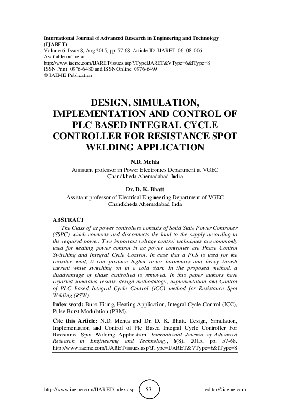 (PDF) DESIGN, SIMULATION, IMPLEMENTATION AND CONTROL OF PLC BASED ...