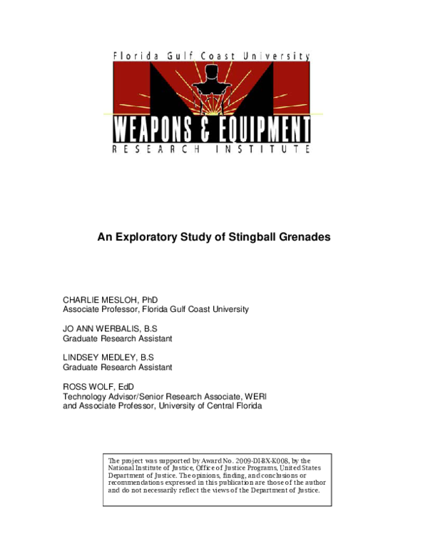 (PDF) An Exploratory Study of Stingball Grenades | Ross Wolf - Academia.edu
