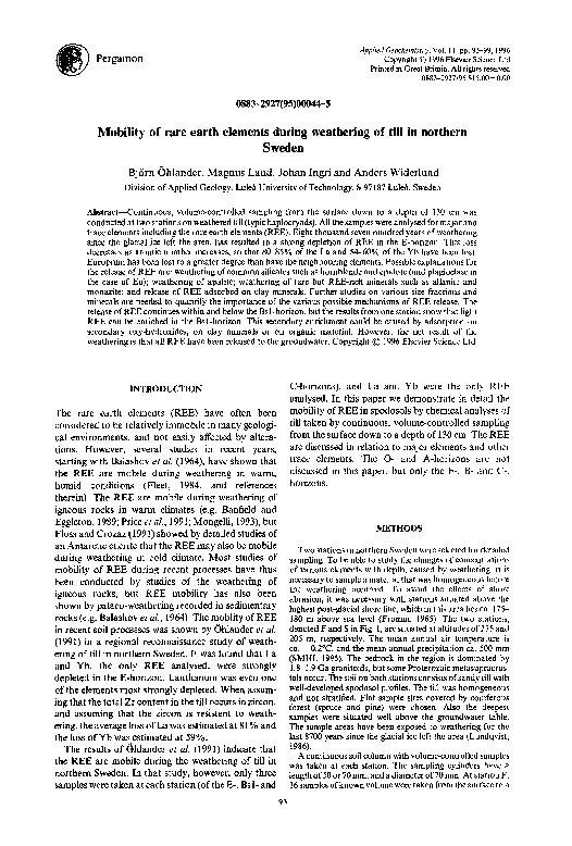 (PDF) Mobility of rare earth elements during weathering of till in ...