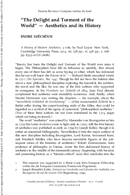 (PDF) ''The Delight and Torment of the World'' — Aesthetics and its ...