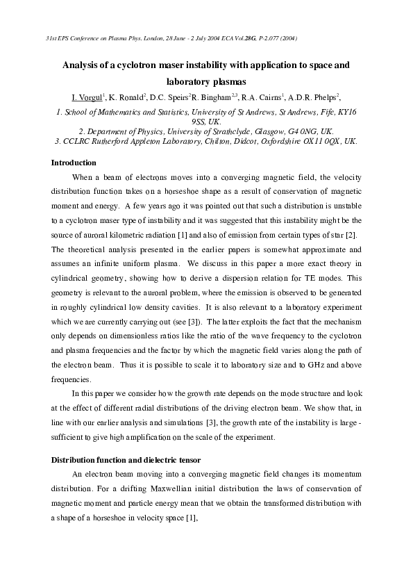 (PDF) A Cyclotron Maser Instability with Application to Space and ...