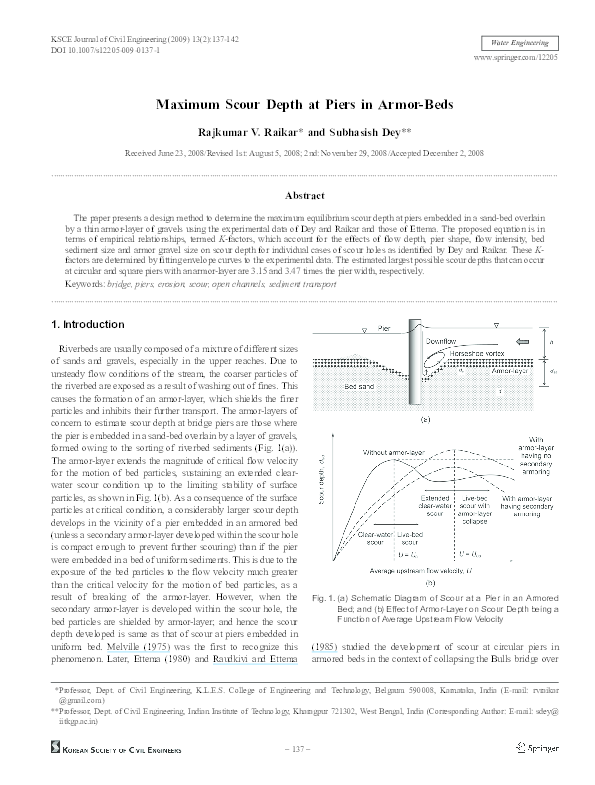 (PDF) Maximum scour depth at piers in armor-beds
