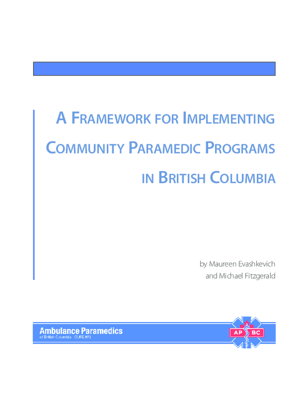 A framework for implementing community paramedic programs in British ...