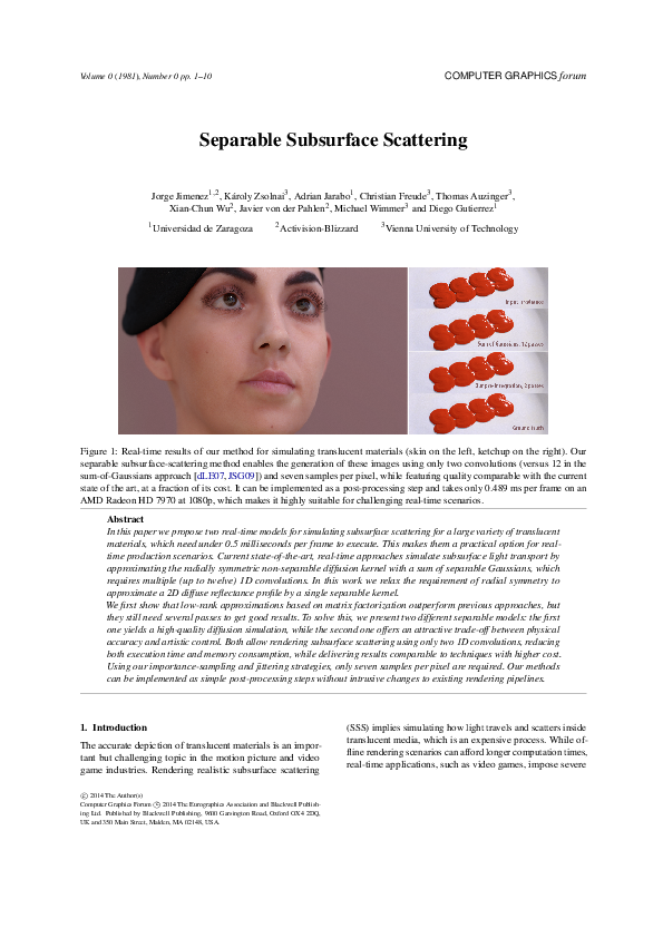 (PDF) Separable Subsurface Scattering