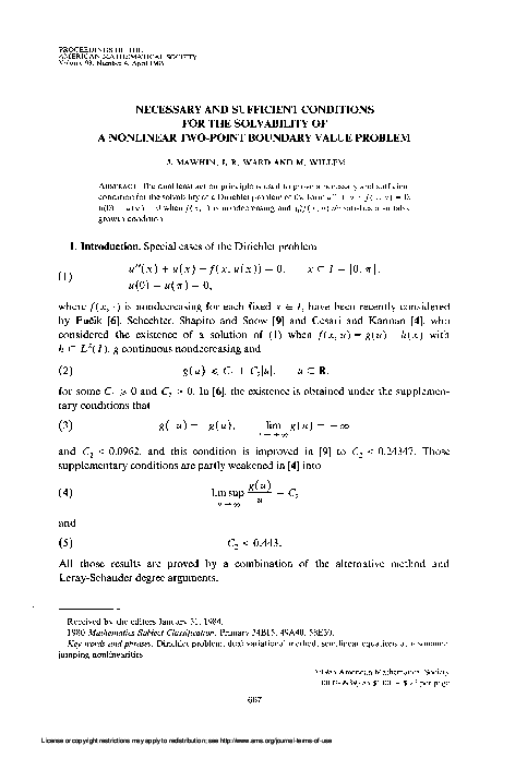 Pdf Necessary And Sufficient Conditions For The Solvability Of A Nonlinear Two Point Boundary