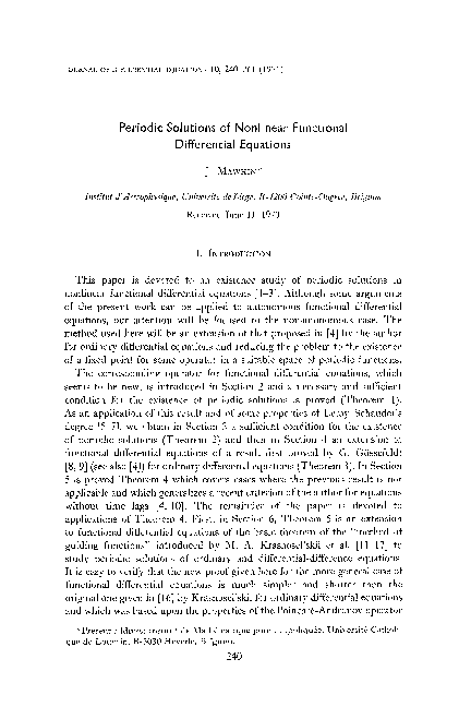 Pdf Periodic Solutions Of Nonlinear Functional Differential Equations