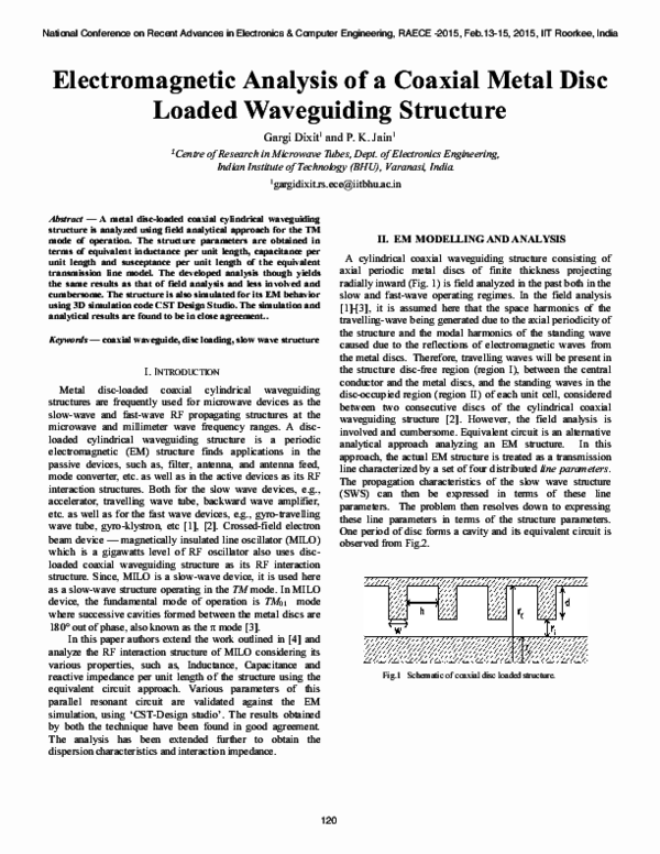 (PDF) Electromagnetic Analysis of a Coaxial Metal Disc Loaded Waveguiding Structure