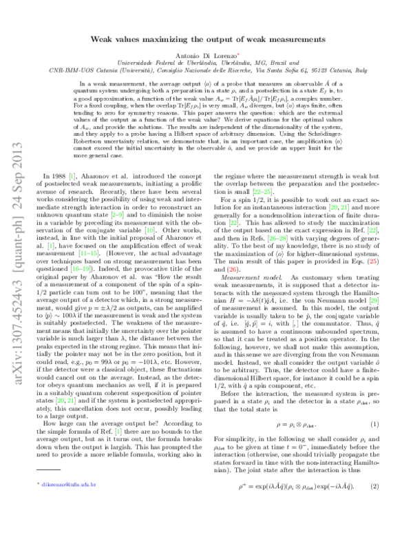 (PDF) Maximizing Output of Weak Measurements