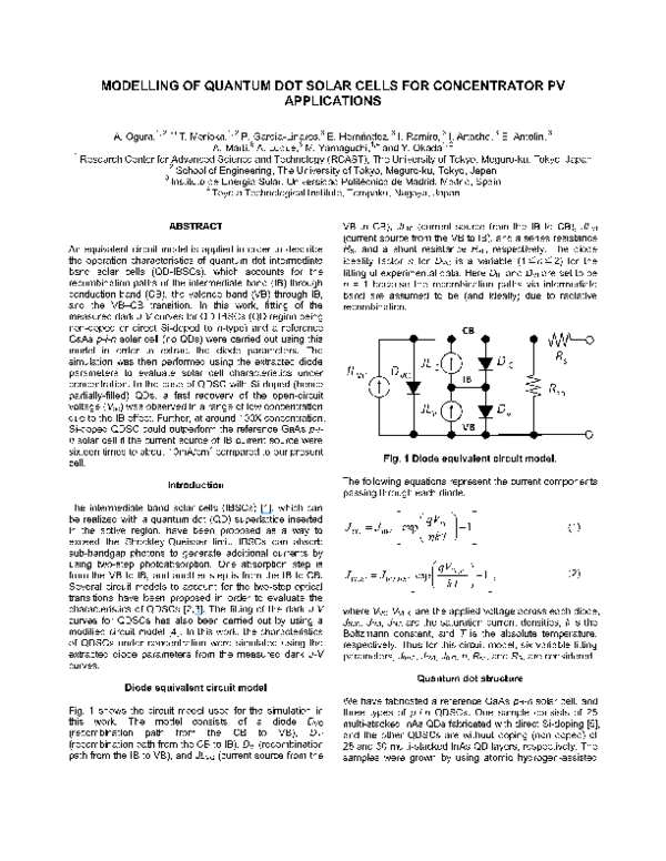 (PDF) Modelling of quantum dot solar cells for concentrator PV applications