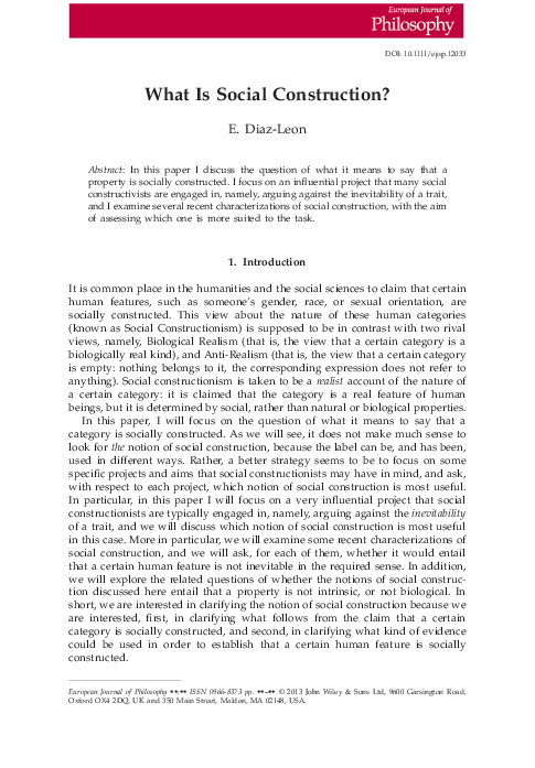 (PDF) What Is Social Construction?