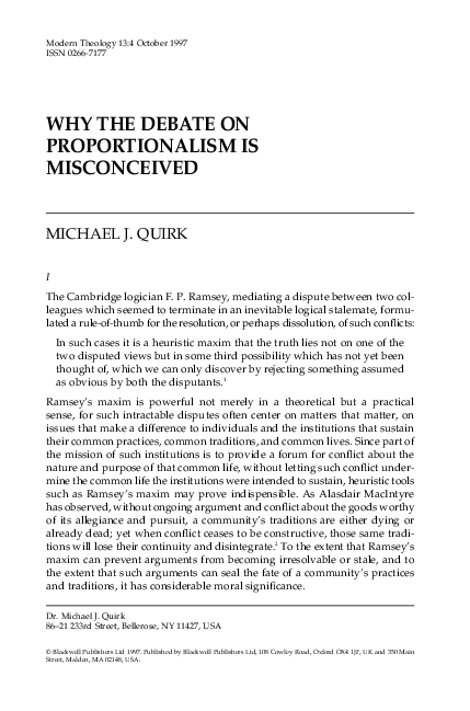 (PDF) Why the Debate on Proportionalism is Misconceived