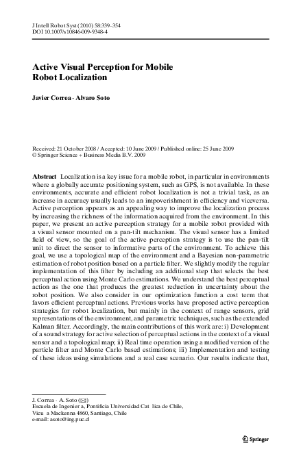 (PDF) Active Visual Perception for Mobile Robot Localization