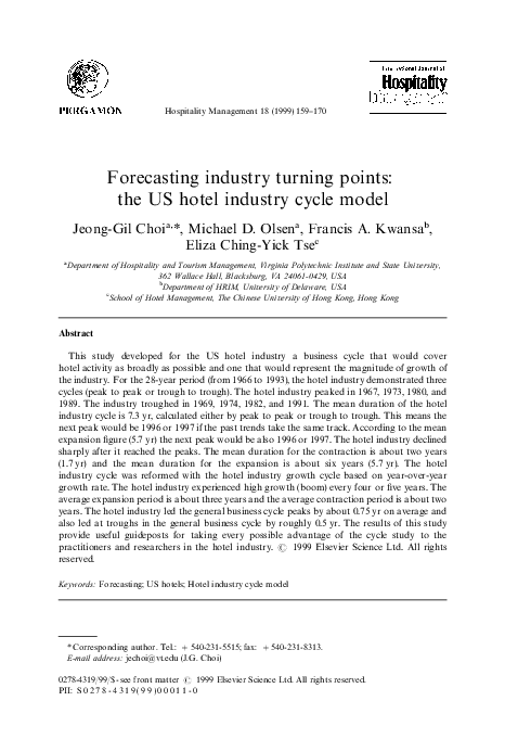 (PDF) Forecasting industry turning points: the US hotel industry cycle model