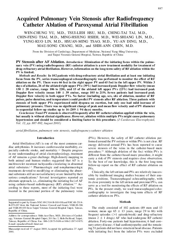 (PDF) Acquired Pulmonary Vein Stenosis after Radiofrequency Catheter ...