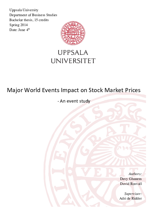 (PDF) Major World Events Impact on Stock Market Prices -­‐ An event study