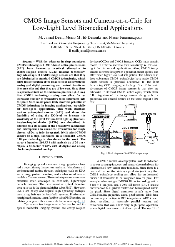 (PDF) CMOS image sensors and camera-on-a-chip for low-light level ...