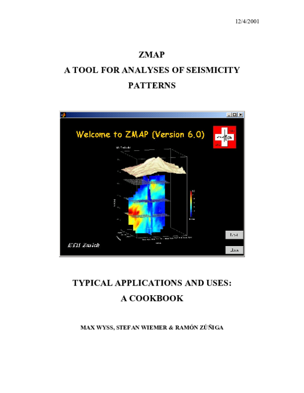 (PDF) Zmap a Tool for Analyses of Seismicity Patterns. Typical Applications and Uses: A Cookbook ...