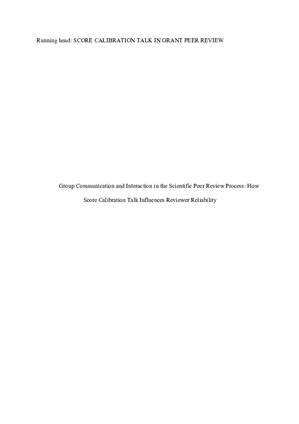 (PDF) Group communication and interaction in the scientific peer review ...