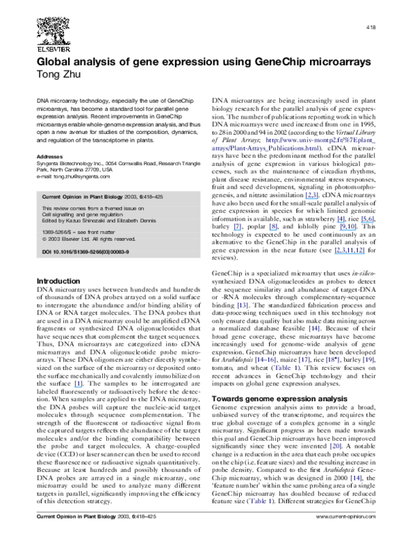 (PDF) Global analysis of gene expression using GeneChip microarrays