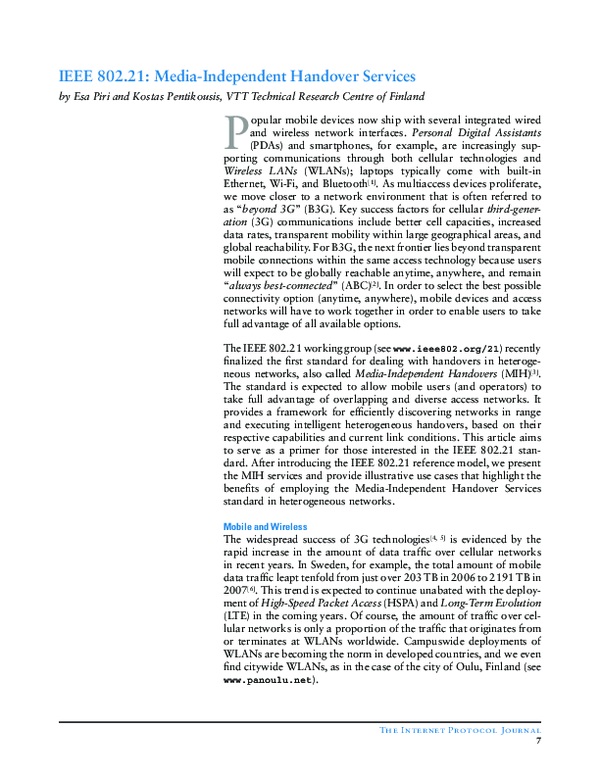 (PDF) An overview of IEEE 802.21: media-independent handover services